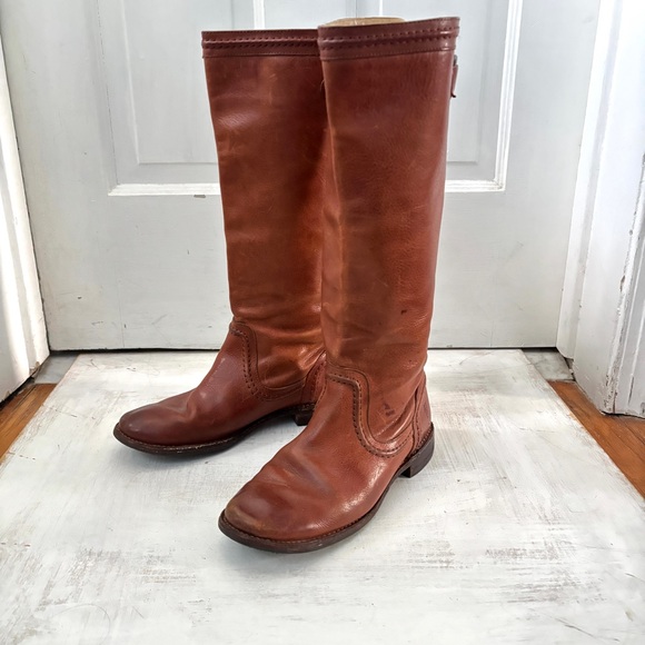 Frye | Shoes | Frye Paige Trapunto Leather Tall Riding Boots Cognac Size 75 | Poshmark